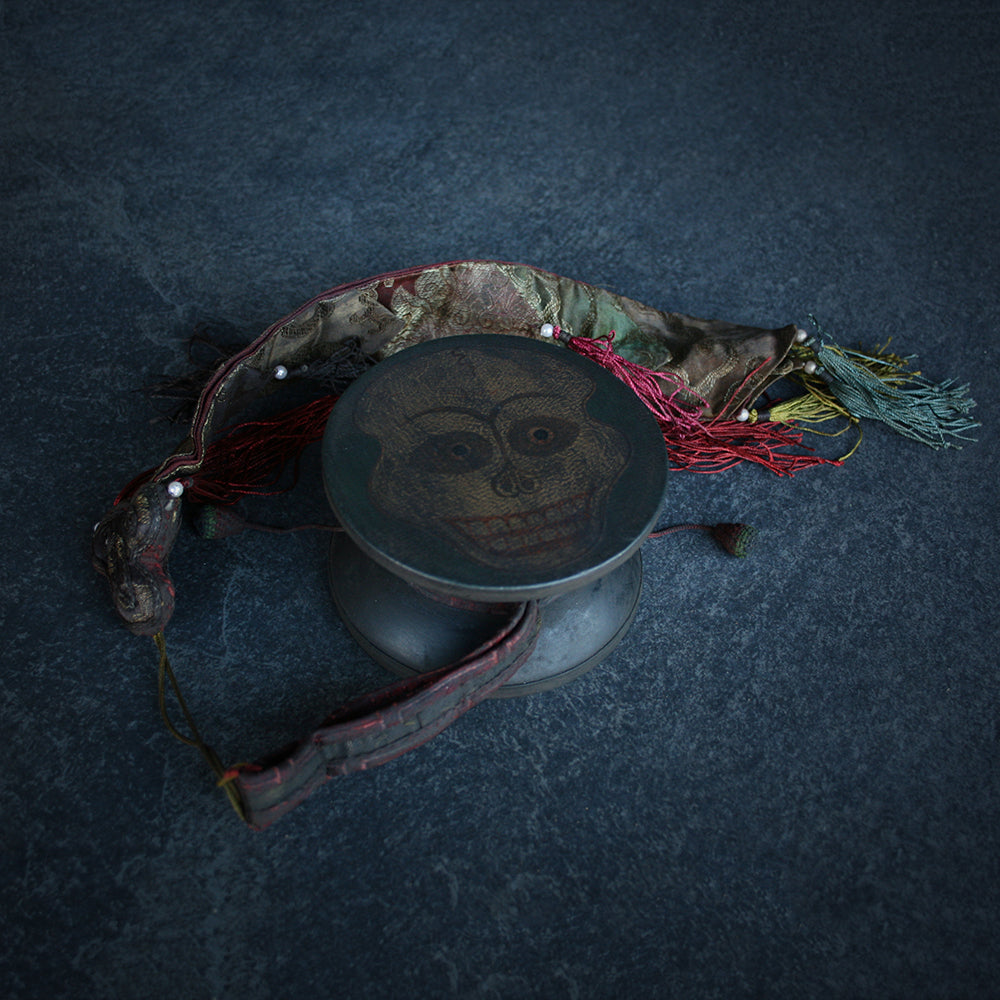 Damaru, Ceremonial Tibetan Buddhist drum, skull version - RITUAL ITEM ...
