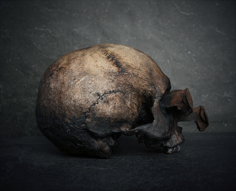 Skull mixed media sculpture "Rust nail viii" - SCULPTURE – TORVENIUS