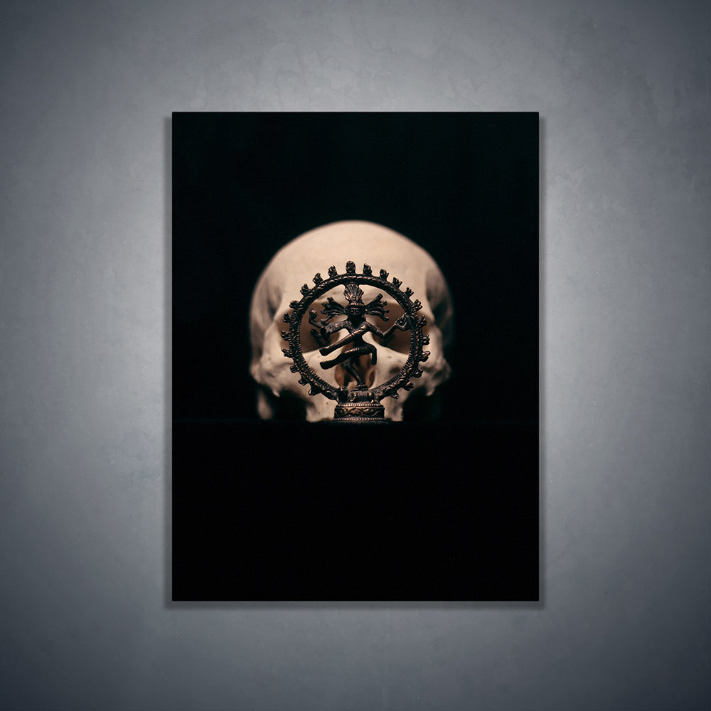 Skull with dancing shiva sculpture, real human skull photography - Art ...
