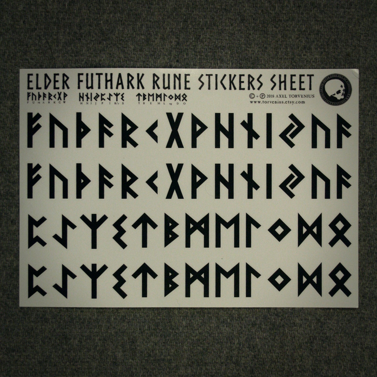 Elder Futhark Stickers sheet A4 size - STICKERS – TORVENIUS