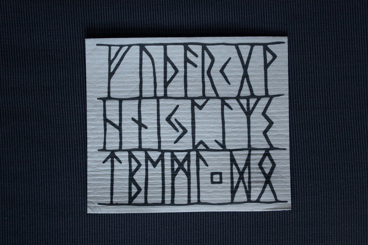 Elder futhark runes, white version - REUSABLE SWEDISH DISHCLOTH – TORVENIUS
