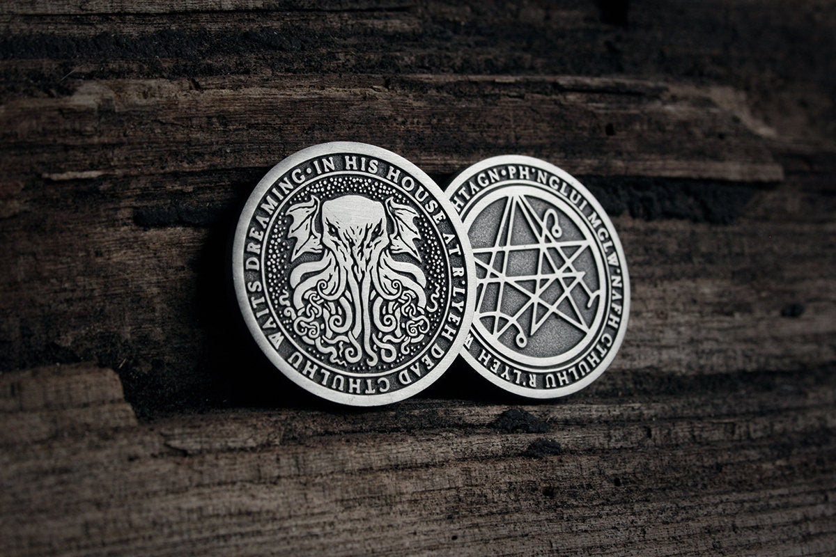 CTHULHU and NECRONOMICON coin - collectible divination flip COIN ...