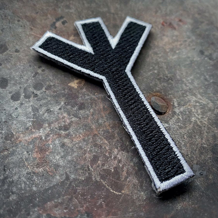 Algiz rune, black and white, shaped elder futhark rune - PATCH – TORVENIUS